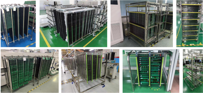 Anti Static ESD PCB Storage Racks Black Color Adjustable Clip Trolley