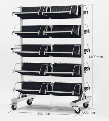 210mm Slot Length ESD SMT Magazine Rack pCB tray storage cart