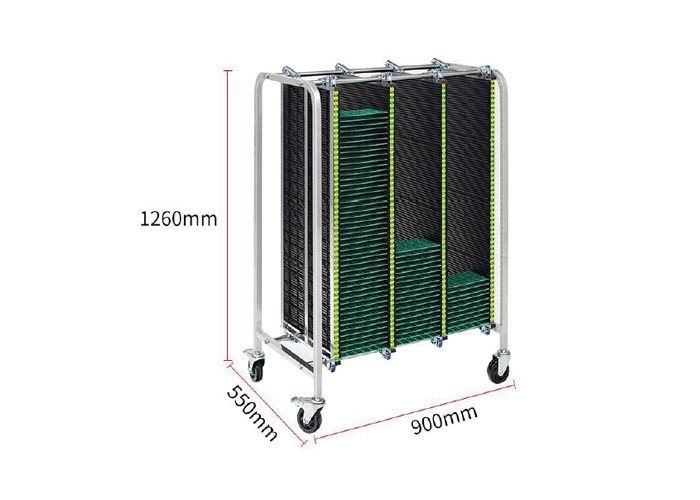 Anti Static ESD PCB Storage Racks Black Color Adjustable Clip Trolley